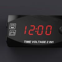 China IP67 Digital Calibrate Led Motorcycle Volt Meter 120cm Wire Length for sale