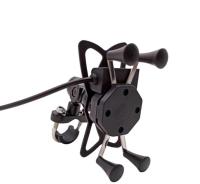 China 5V 2.5A Motorcycle Cell Phone Holder , Handlebar Dirt Bike Cell Phone Mount for sale