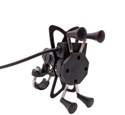 China 5V 2.5A Motorcycle Cell Phone Holder , Handlebar Dirt Bike Cell Phone Mount for sale