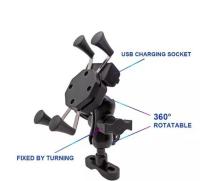 China 5V 2.5A Motorcycle Cell Phone Holder , Handlebar Dirt Bike Cell Phone Mount for sale