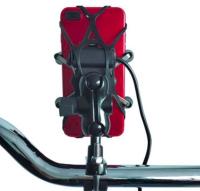 China 5V 2.5A Motorcycle Cell Phone Holder , Handlebar Dirt Bike Cell Phone Mount for sale
