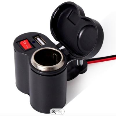 China Cell Phone 5V 2A Motorcycle USB Charger Cigarette Lighter 130cm Wire for sale