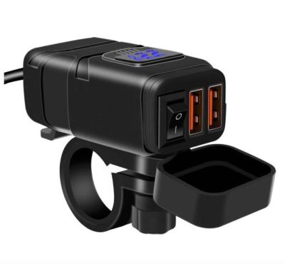 China QC 3.0 Waterproof 12v Motorcycle Usb Outlet Iso Listed Red / Blue for sale