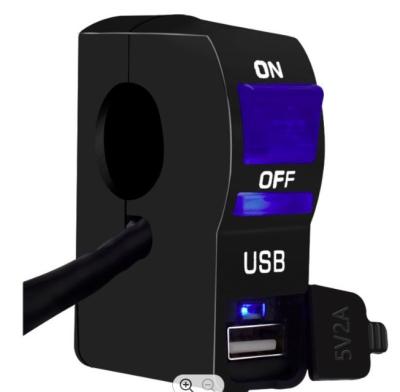 China Handlebar Motorcycle Charging Port With Lamp 5V 2A USB Charger for sale