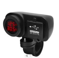 China 9-24V  Dual Motorcycle USB Charger Voltmeter Thermometer for sale