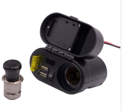 China ABS Black 3A 4 In 1 Motorcycle USB Charger OEM 1 Meter Wire for sale