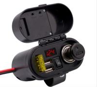 China ABS Black 3A 4 In 1 Motorcycle USB Charger OEM 1 Meter Wire for sale