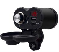 China 5V 3.0A / 1.5A Motorcycle USB Charger Cigarette Lighter With Voltmeter for sale