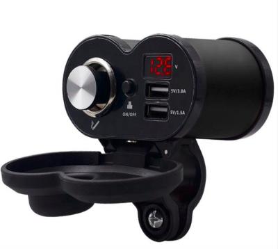 China 5V 3.0A / 1.5A Motorcycle USB Charger Cigarette Lighter With Voltmeter for sale