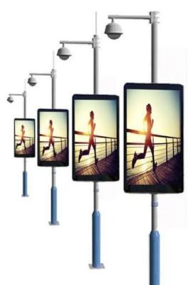 China P3.84 Outdoor LED Display Screen - 6000 Nits Brightness, IP65 Waterproof, 160° Viewing Angle for Light Pole Installation for sale