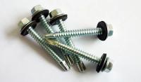 China SWCH22A Glass Wool Blanket 5.5x25 Galvanized Wafer Head Self Drilling Roofing Teck Screw for sale