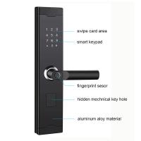 China Biometric Smart Fingerprint Door Lock Aluminum Alloy 6V 4x AA Batteries for sale