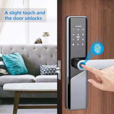 China Aluminum Alloy Safety Smart Fingerprint Door Lock For Home Apartment for sale