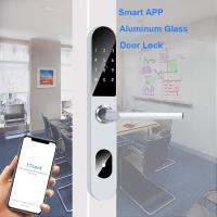 China Slim Type FCC Sliding Door Smart Lock Outdoor 50mm Aluminum Alloy for sale