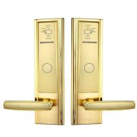 China Gold 280mm Keyless Entry Door Lock 6V Guesthouse Rfid Card Door Lock for sale