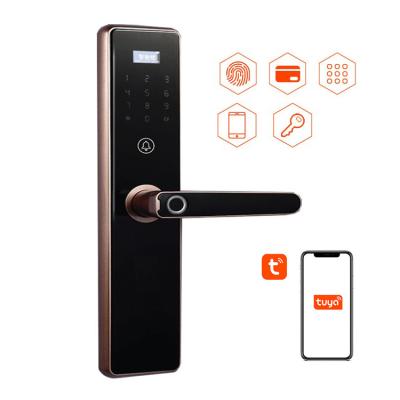 China Alkaline Battery WIFI Electronic Door Lock FCC TUYA APP Fingerprint Door Lock for sale
