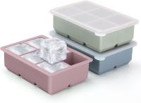 China Silicone Ice Cube Trays,Large Size Silicone Ice Cube Molds with Leak Proof Removable Lid Square Ice Cube Tray And BPA Free for Cocktail,Whiskey, Stackable Flexible Ice for sale