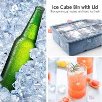 China Silicone Ice Cube Trays,Large Size Silicone Ice Cube Molds with Leak Proof Removable Lid Square Ice Cube Tray And BPA Free for Cocktail,Whiskey, Stackable Flexible Ice for sale