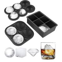 China Silicone Ice Cube Trays,Large Size Silicone Ice Cube Molds with Leak Proof Removable Lid Square Ice Cube Tray And BPA Free for Cocktail,Whiskey, Stackable Flexible Ice for sale