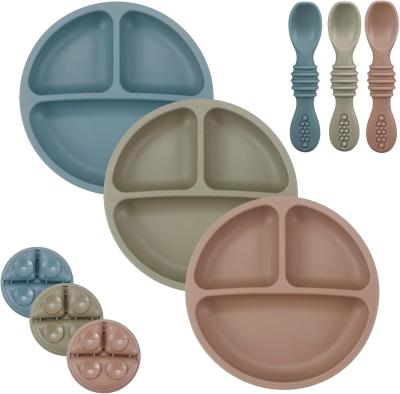 China Silicone Suction Plates for Toddlers Non-Slip Baby Feeding Plates for sale