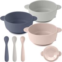 China Silicone Bowls with Suction for Toddlers Non-Slip Baby Feeding Bowls with Lids for sale