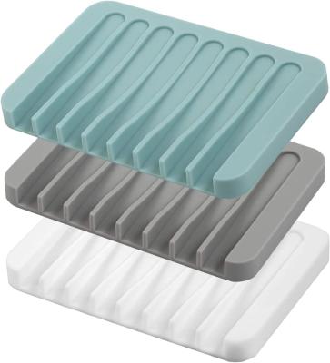 China Silicone Soap Dish with Drainage, Non-Slip Soap Holder for Bathroom Shower Kitchen, Waterfall Soap Saver Tray, Flexible Easy Clean Soap Bar Case for sale