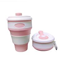 China Collapsible Silicone Cups with Lids, BPA-Free Reusable Foldable Travel Cups, Portable Leak-Proof Drinking Cups for Hot Cold Coffee Drinks for sale