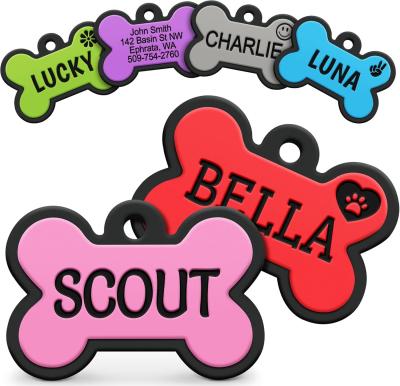 China Waterproof Adjustable Silicone Pet Collars & Custom Engraved Pet ID Tags, Durable Dog Cat Collar Tags Set, B2B Wholesale Factory Direct for sale