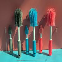 China Factory Wholesale Silicone Baby Bottle Brush Set | Infant Bottle & Straw Cleaning Brush with Straw Brush OEM ODM for sale