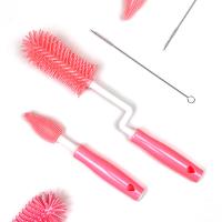 China Factory Wholesale Silicone Baby Bottle Brush Set | Infant Bottle & Straw Cleaning Brush with Straw Brush OEM ODM for sale