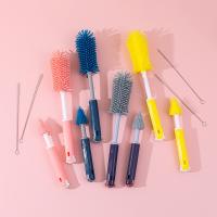 China Factory Wholesale Silicone Baby Bottle Brush Set | Infant Bottle & Straw Cleaning Brush with Straw Brush OEM ODM for sale