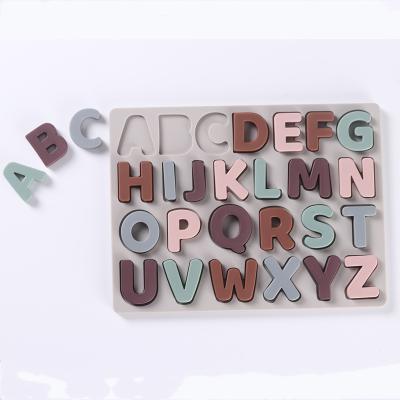 China OEM/ODM Silicone Alphabet Shape Recognition Jigsaw Puzzle - Baby Early Education Finger Grip Building Blocks Toy for sale