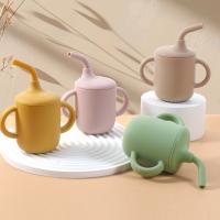 China OEM/ODM Silicone Straw Children's Drinking Cup - Shock-proof Baby Cup with Lid & Handle (Custom Pattern/Logo) for sale