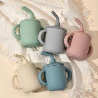 China OEM/ODM Silicone Straw Children's Drinking Cup - Shock-proof Baby Cup with Lid & Handle (Custom Pattern/Logo) for sale