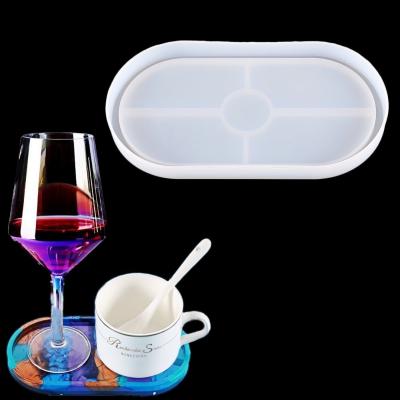 China OEM/ODM DIY Crystal Drip Glue Resin Silicone Mold - Elliptical Cup Cover & Tray Storage Making Mold for sale