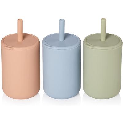China OEM/ODM Children's Silicone Highball Cup with Straw - Baby Learning Drinking Cup with Lid, Tall Silicone Straw Cup for sale