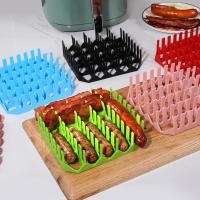 China Factory Wholesale Silicone Square Air Fryer Rack, High-Temperature Resistant Meat Rack for Hot Dog & Bacon, Easy to Clean Home Use Food Rack for sale
