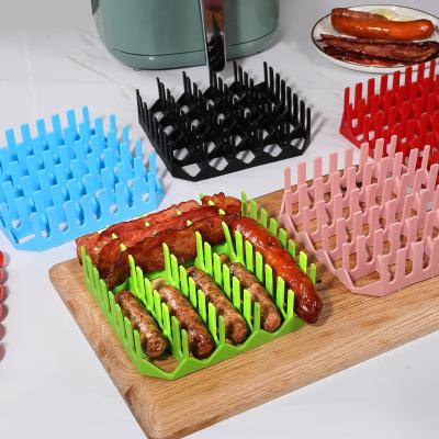 China Factory Wholesale Silicone Square Air Fryer Rack, High-Temperature Resistant Meat Rack for Hot Dog & Bacon, Easy to Clean Home Use Food Rack for sale