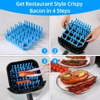 China Factory Wholesale Silicone Square Air Fryer Rack, High-Temperature Resistant Meat Rack for Hot Dog & Bacon, Easy to Clean Home Use Food Rack for sale