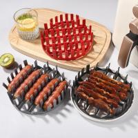 China Factory Wholesale Silicone Square Air Fryer Rack, High-Temperature Resistant Meat Rack for Hot Dog & Bacon, Easy to Clean Home Use Food Rack for sale