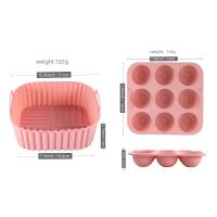 China Factory Wholesale Square Air Fryer Silicone Baking Tray Set, Food-Grade Non-Stick Dessert Tray, High-Temperature Resistant Cake Baking Tray for Home Use for sale