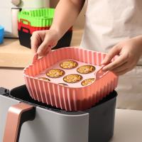 China Factory Wholesale Square Air Fryer Silicone Baking Tray Set, Food-Grade Non-Stick Dessert Tray, High-Temperature Resistant Cake Baking Tray for Home Use for sale