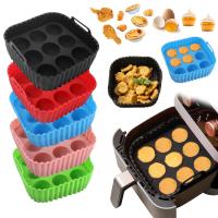 China Factory Wholesale Square Air Fryer Silicone Baking Tray Set, Food-Grade Non-Stick Dessert Tray, High-Temperature Resistant Cake Baking Tray for Home Use for sale