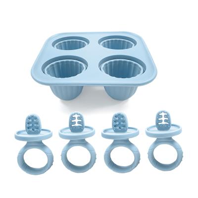 China Factory Wholesale Food-Grade Silicone Baby Molars Ice Cream Stick Mold, Homemade Ice Cream Cone Mold for Baby Teething for sale