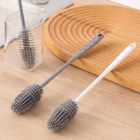 China Factory Wholesale Long-handled Silicone Water Cup Brush, Household Kitchen Cleaning Brush, Suitable for Baby Bottles, Tea Pots & Cups, with Bristle Cleaning Brush for sale