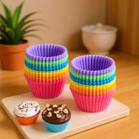 China Factory Wholesale Silicone Cake Cups for Round Muffins, Food-Grade High-Temperature Resistant, Home Baking Muffin Molds for sale