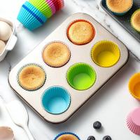 China Factory Wholesale Silicone Cake Cups for Round Muffins, Food-Grade High-Temperature Resistant, Home Baking Muffin Molds for sale