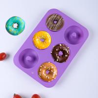 China Factory Wholesale Silicone 6-Piece Circular Doughnut Molds, Food-Grade High-Temperature Resistant, DIY Oven Baking Cake Molds for sale