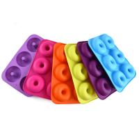 China Factory Wholesale Silicone 6-Piece Circular Doughnut Molds, Food-Grade High-Temperature Resistant, DIY Oven Baking Cake Molds for sale