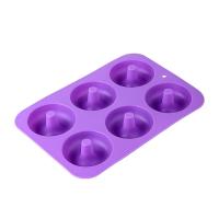 China Factory Wholesale Silicone 6-Piece Circular Doughnut Molds, Food-Grade High-Temperature Resistant, DIY Oven Baking Cake Molds for sale